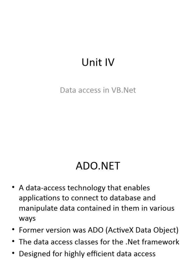 Unit Iv Pdf Databases Active X Data Objects