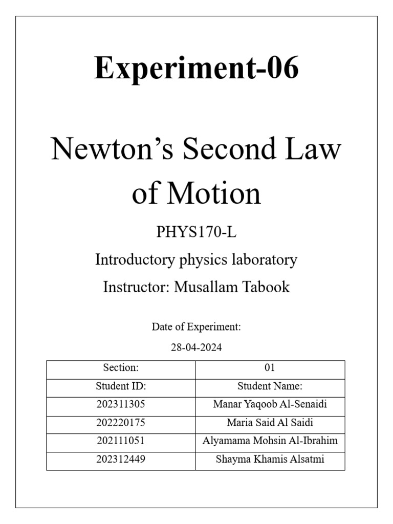 Experiment -06 2 | PDF | Force | Newton's Laws Of Motion