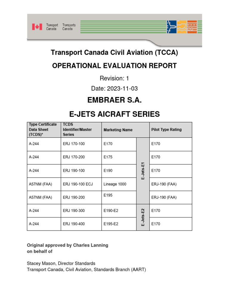 Oe Embraer E170 E-Jets Oe Report Revision 1 | PDF | Civil Aircraft ...