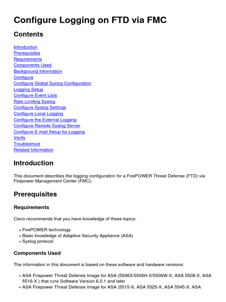 Configure Logging On FTD Via FMC | PDF | Port (Computer Networking ...