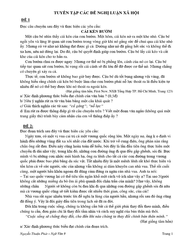 Cac de Luyen Thi Nghi Luan Xa Hoi | PDF