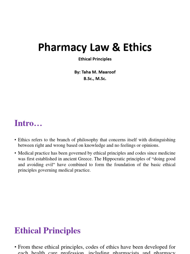 ETHICAL PRINCIPLES | PDF | Pharmacy | Medicine