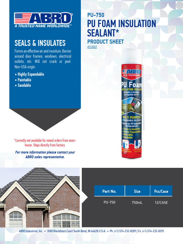 PU-750 Foam Insulation Sealant Overview | PDF