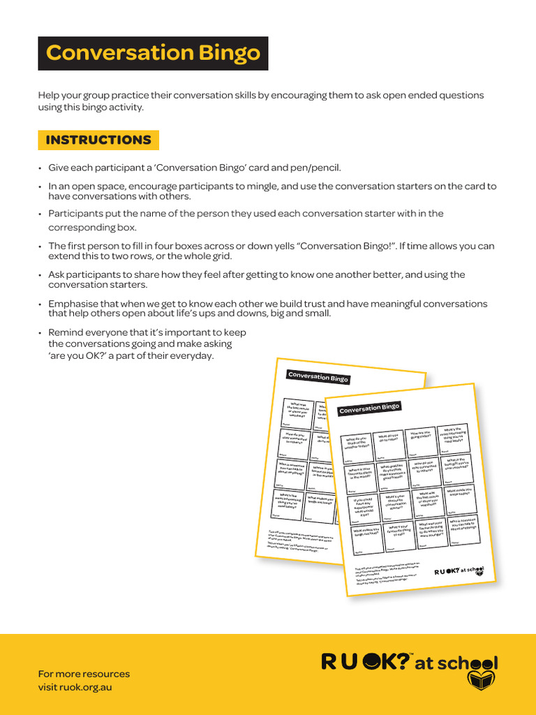 Conversation Bingo Activity Guide | PDF