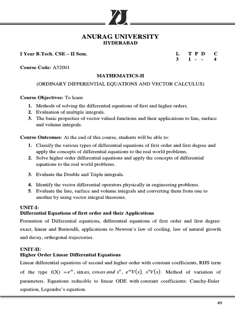 M2-Syllabus - R20 | PDF