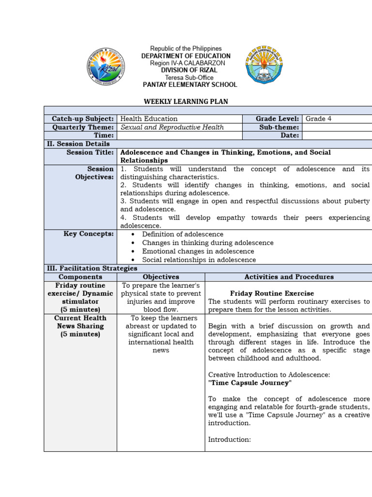 Grade 4 Health: Understanding Adolescence | PDF | Adolescence | Thought