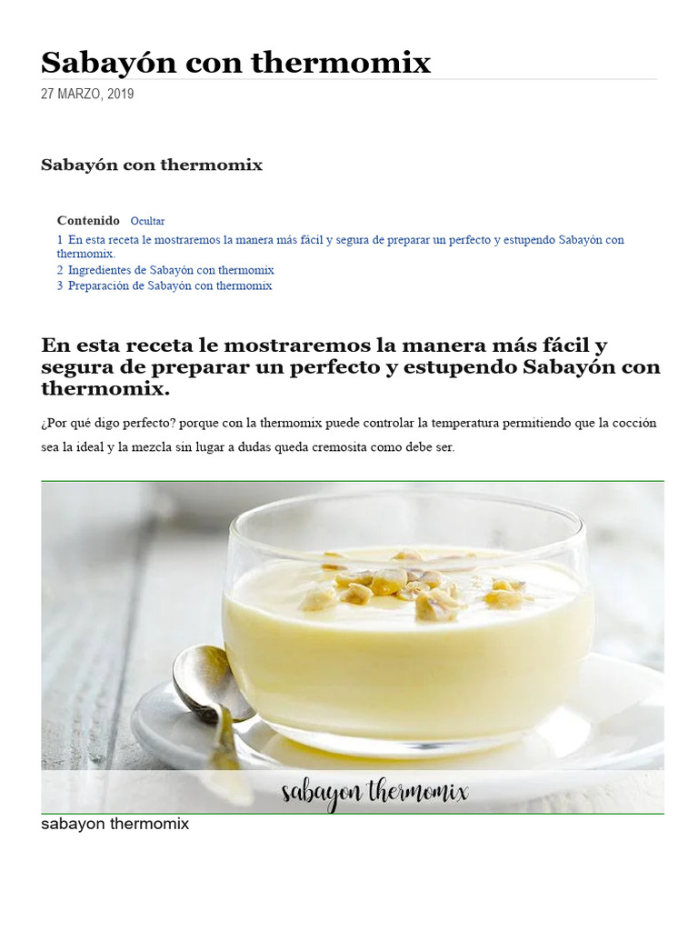 Sabayón Con Thermomix - Recetas para Thermomix | PDF | Postres | Vino