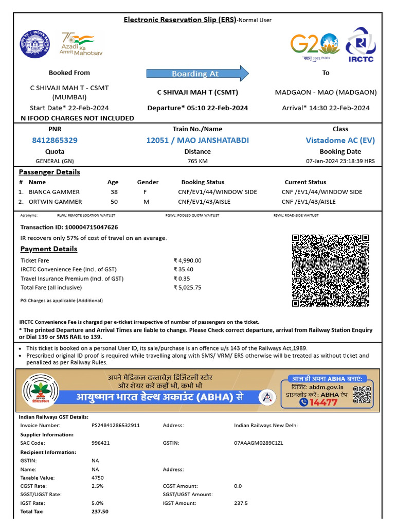 Train Mum to Goa | PDF | Identity Document