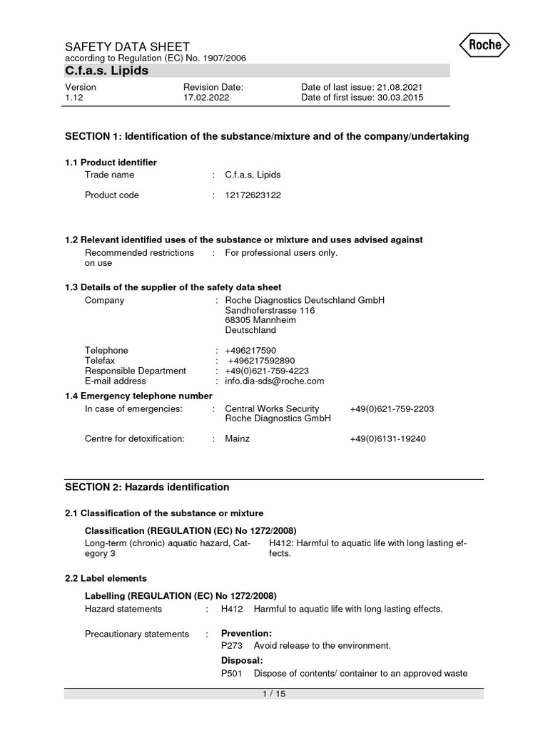 Cfas Lipid | PDF | Dangerous Goods | Toxicity
