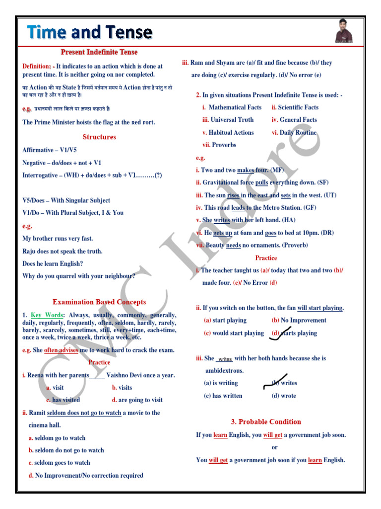 Time and Tense Word | PDF | Grammatical Tense | Grammar