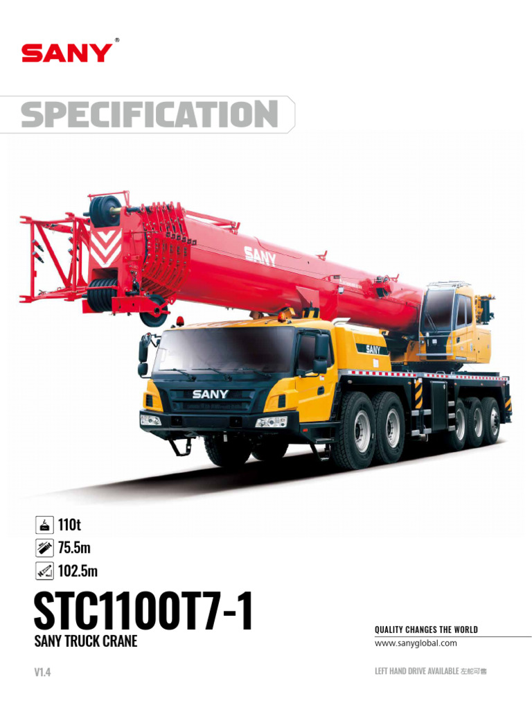 Sany Crane-brochure STC1100T7!1!084056 | PDF | Crane (Machine) | Pump