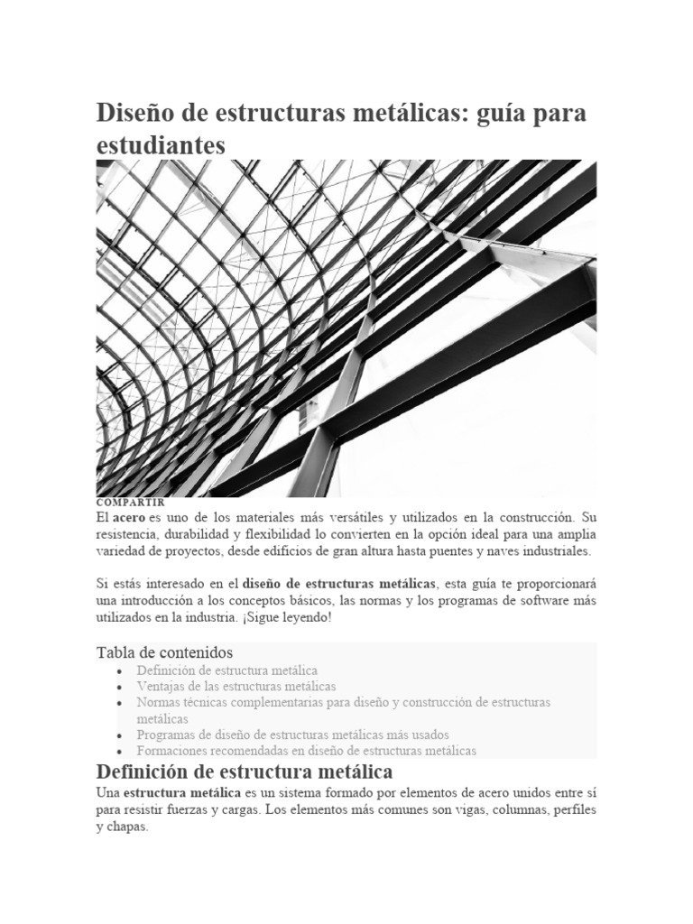 Guía de Diseño de Estructuras Metálicas | PDF | Acero | Diseño
