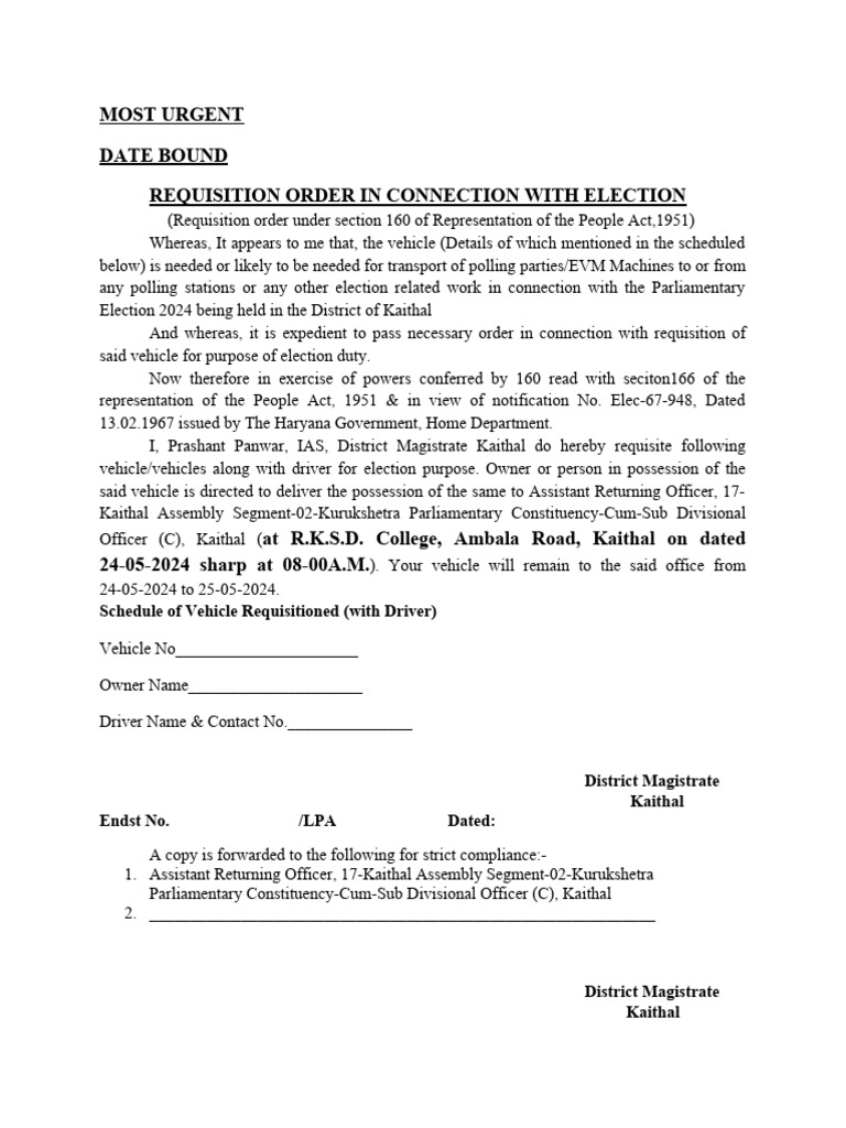 Requisition Order Pdf Government Of India Government