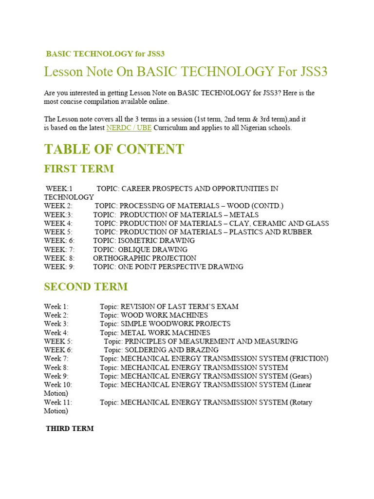 BASIC TECHNOLOGY For JSS3 | PDF | Lumber | Wood
