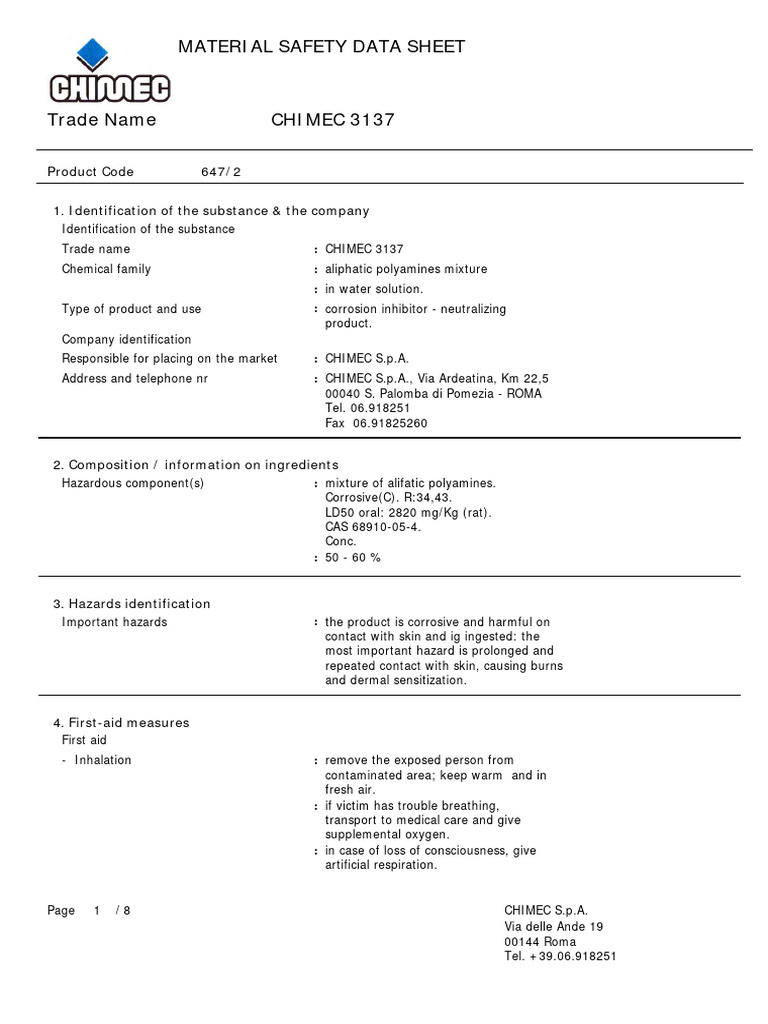 MSDS 3137 eng | PDF | Fires | Water