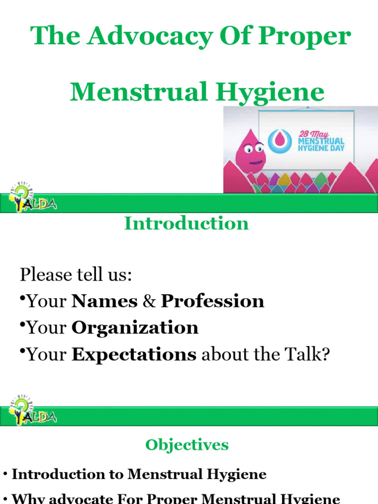 Menstrual Hygiene Advocacy Presentation | PDF | Menstruation | Human ...