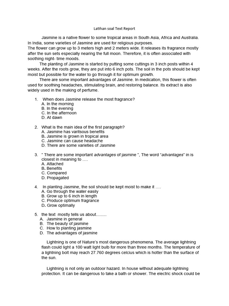 Latihan Soal Text Report Kelas 9 2024 | PDF | Lightning