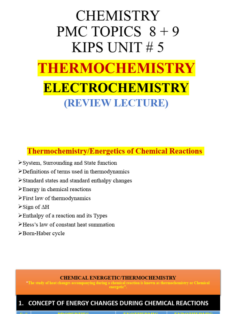 UNIT-5 Thermochemistry & Electrochemistry | PDF | Redox | Electrode