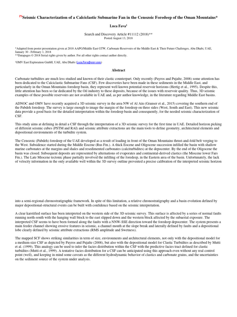 Fava_2018_AAPG_Poster | PDF | Sedimentary Rock | Fault (Geology)