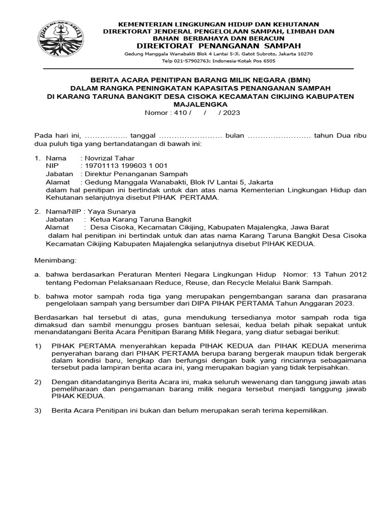 Format Bap, Bast, NPH & Lampiran2 Belanja 526 Ta 2023 Karang Taruna Bangkit Desa Cisoka-1 | PDF