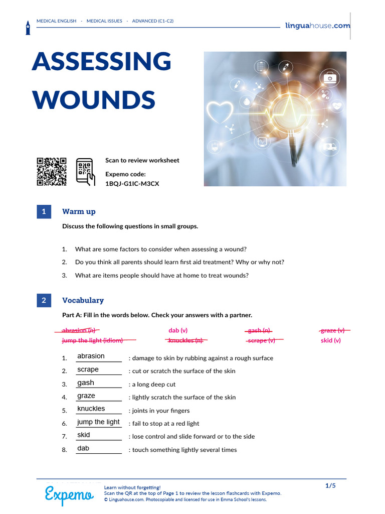 Assessing Wounds British English Student | PDF | Burn | Wound