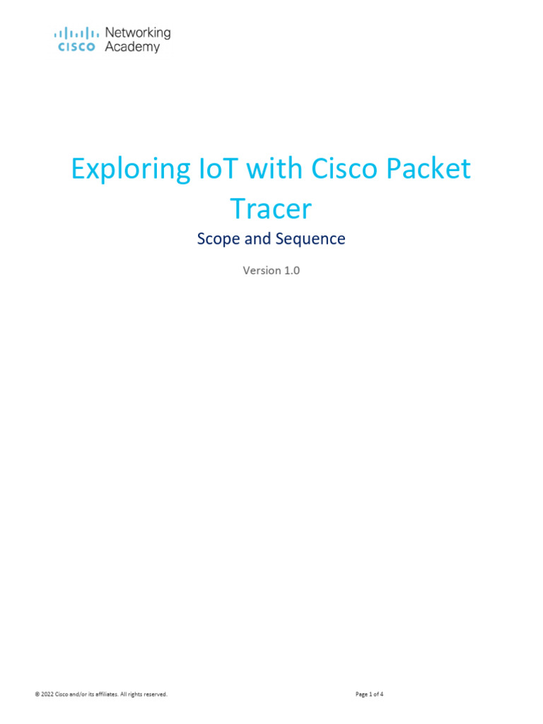 Exploring Iot With Cisco Packet Tracer 1 0 Scope And Sequence Oct 2022