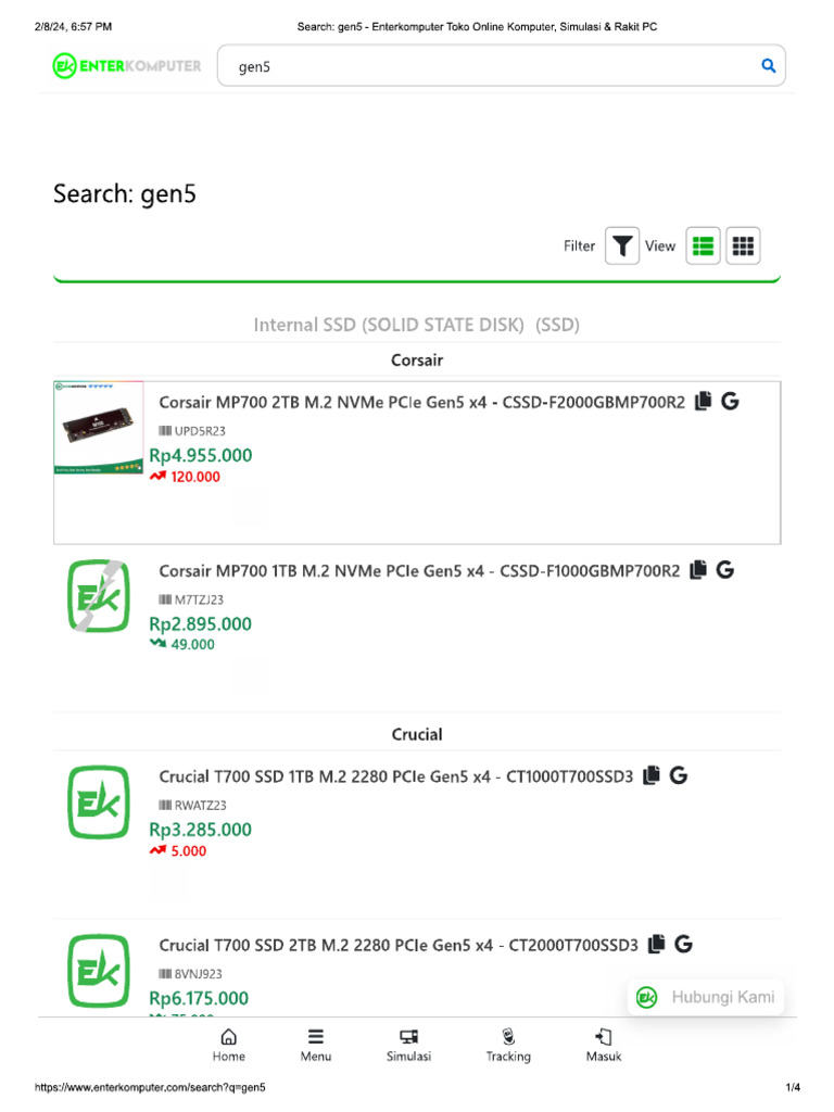m2 nvm2 SSD Gen5 Price 8 Februari 2024 | PDF