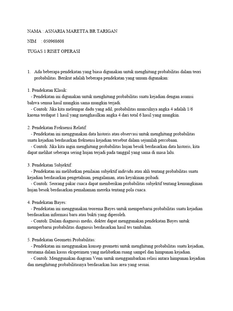 Tugas 1 - Riset Operasi | PDF | Metode & Bahan Ajar | Teknologi & Rekayasa