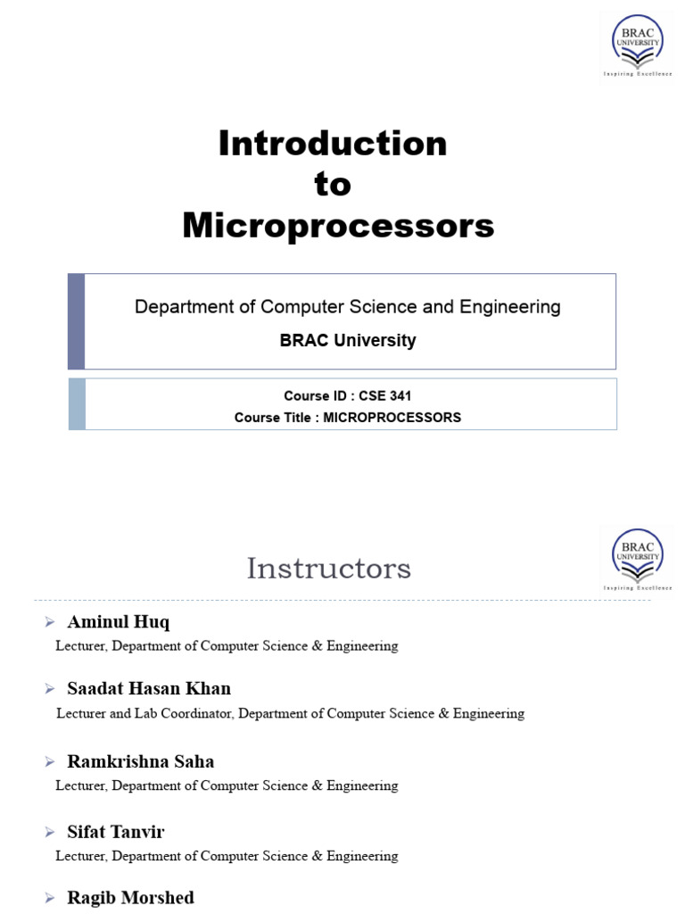 Lecture 1 Intro To Microprocessors Pdf Central Processing Unit Microprocessor