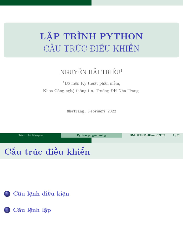 Lập Trình Python Cấu Trúc Điều Khiển | PDF