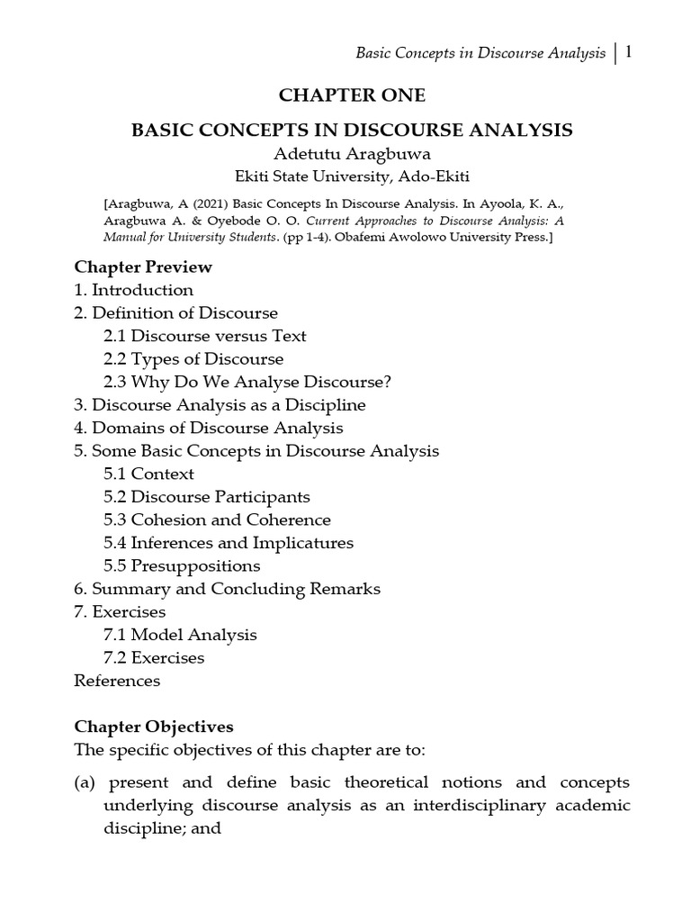 Chapter One Basic Concepts in Discourse Analysis | PDF | Linguistics ...