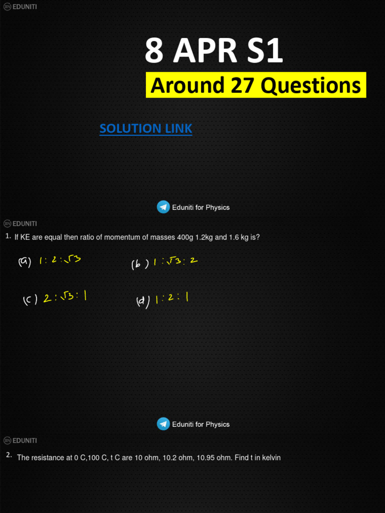 Physics Problem Solutions and Explanations | PDF | Teaching Methods ...
