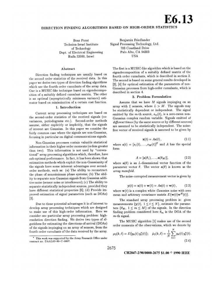 Direction Finding Algorithms Pdf