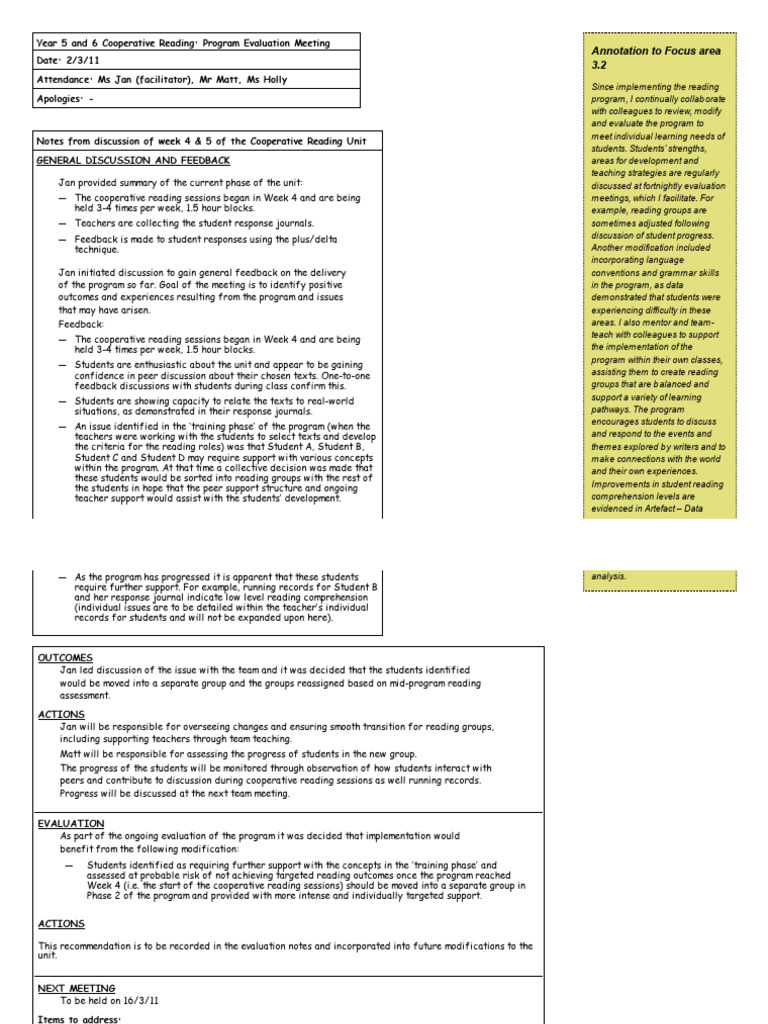 Year 5-6 Cooperative Reading Evaluation | PDF | Reading Comprehension ...