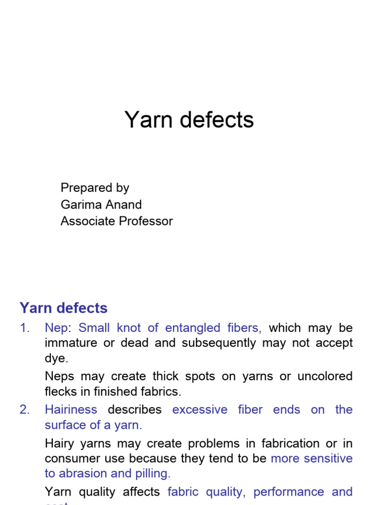 Yarn Defects New | PDF | Yarn | Textiles