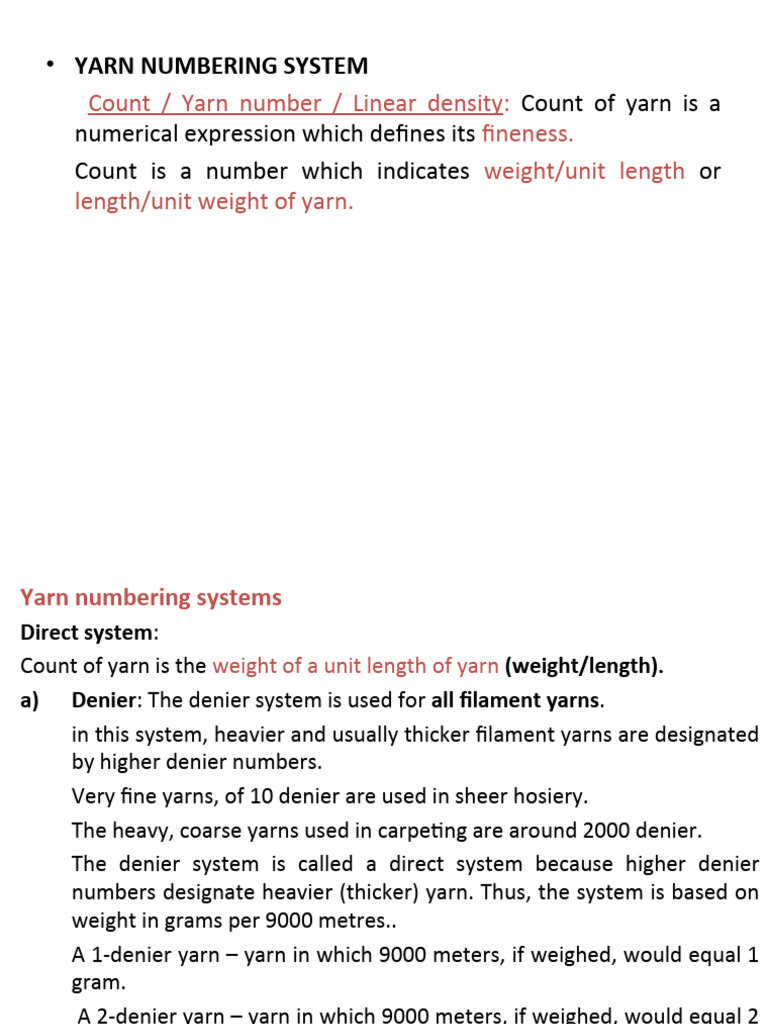 Yarn Numbering | PDF | Yarn | Textiles