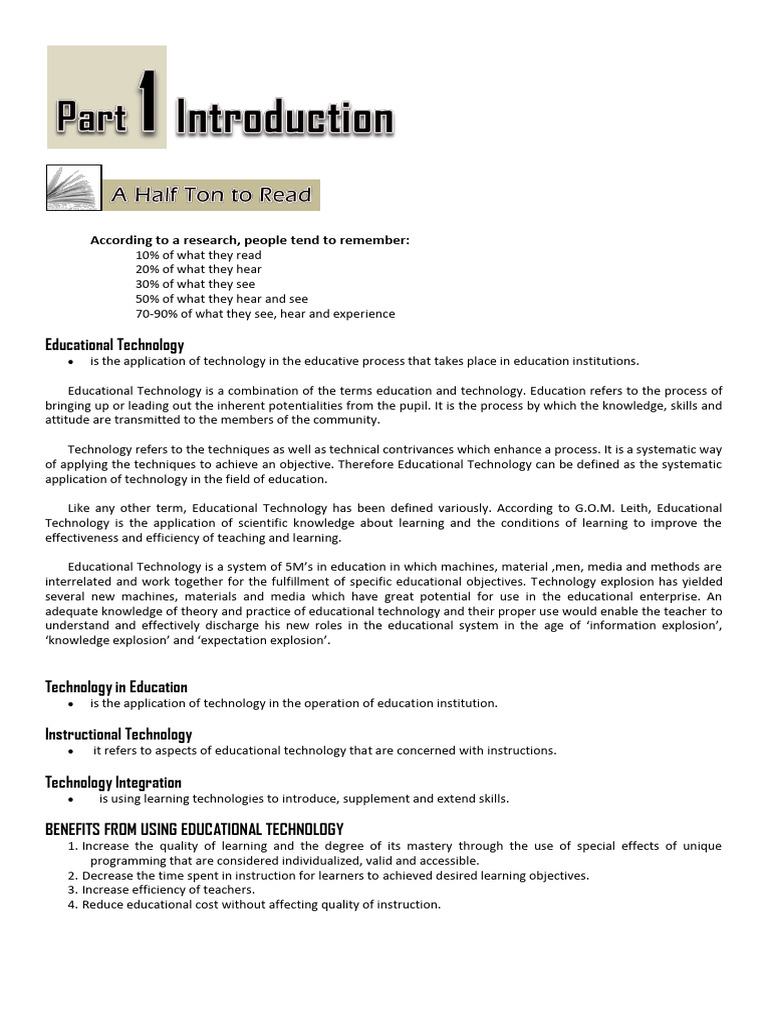 MODULE_Technology for Teaching and Learning 1-1 | PDF | Educational Technology | Learning