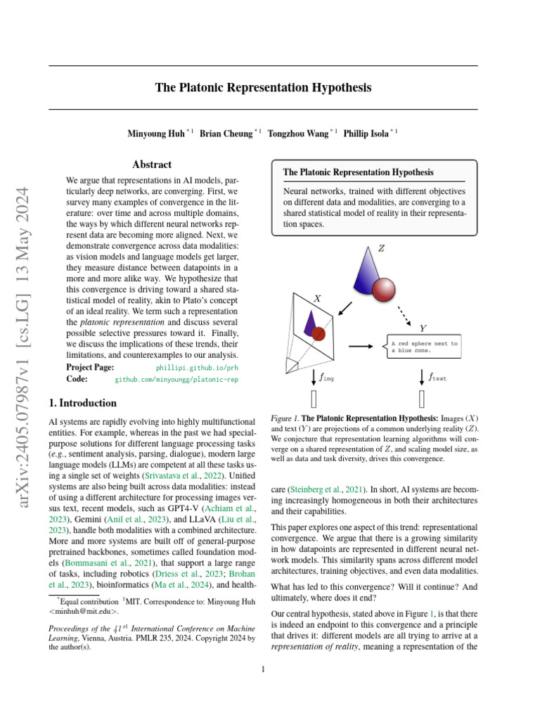 The Platonic Representation Hypothesis | PDF | Machine Learning | Artificial Neural Network