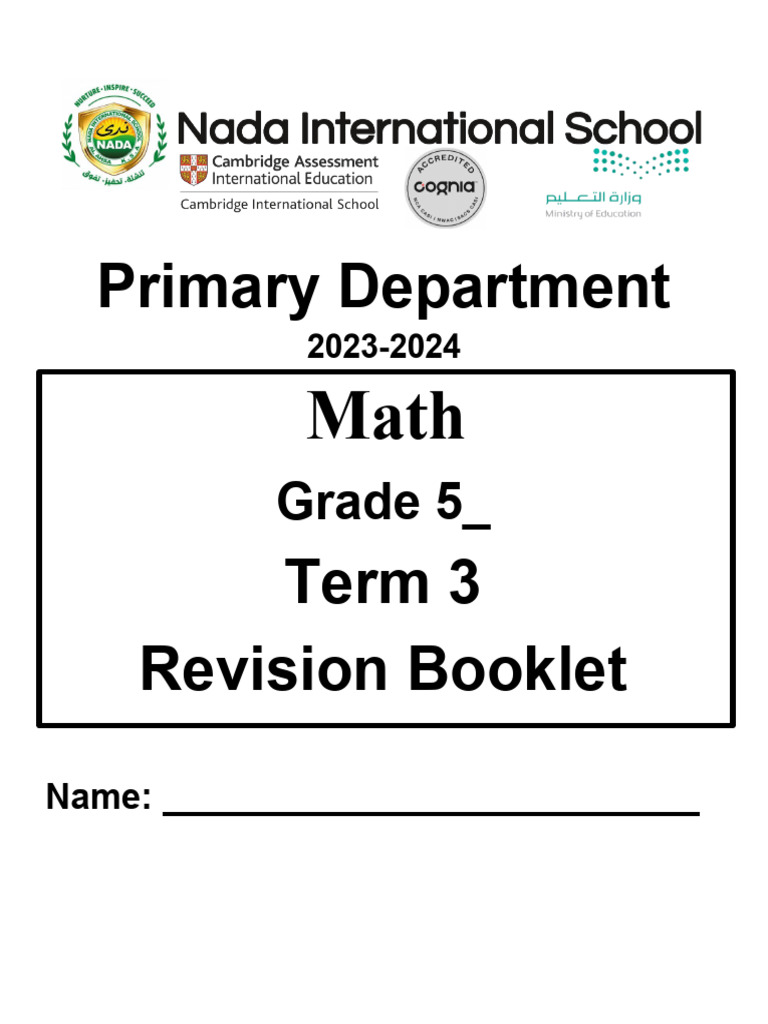 Grade 5 EoY Math Revision Booklet | PDF | Area | Shape