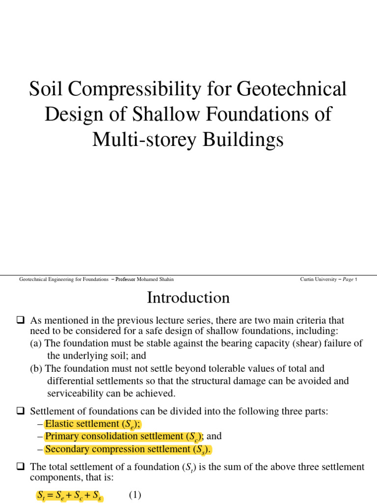 Notes 3 - Soil Compressibility For Shallow Foundations | PDF | Solid ...