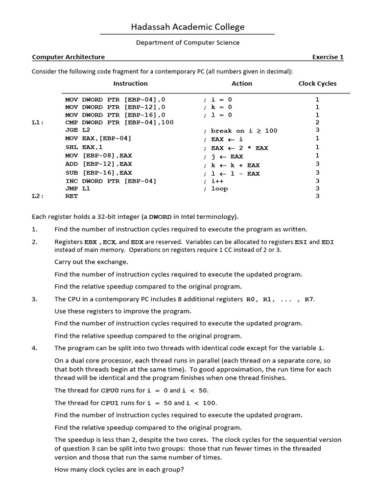 Hadassah Academic College | PDF | Central Processing Unit | Computer Architecture
