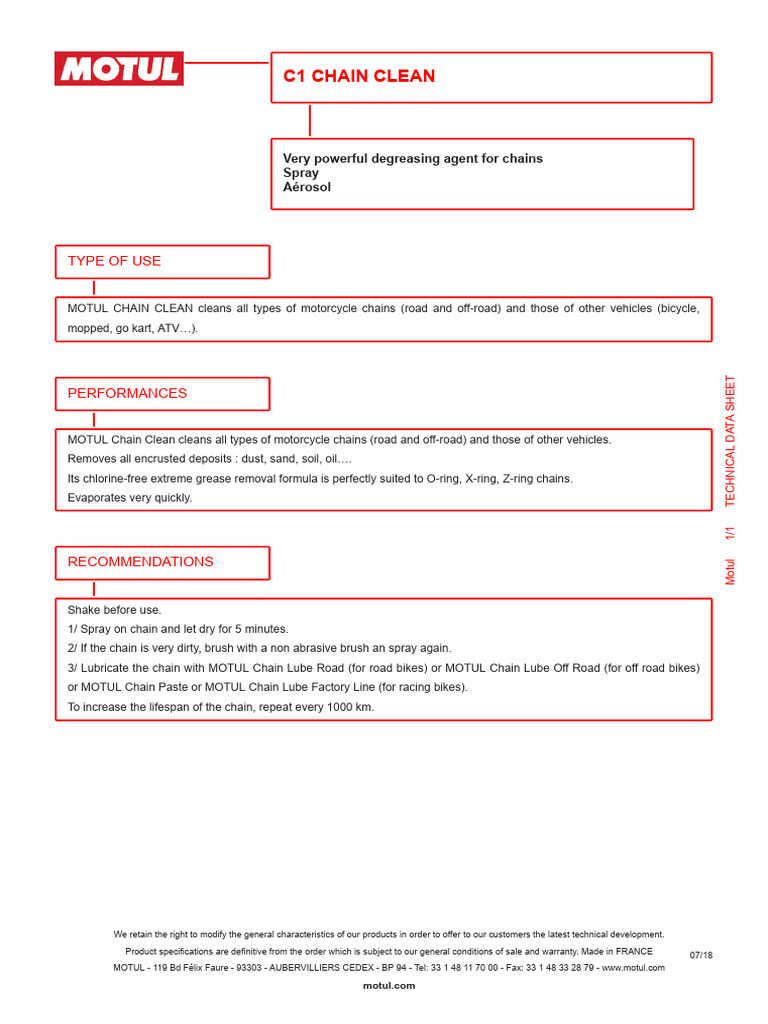 c1 Chain Clean en Fr Motul | PDF