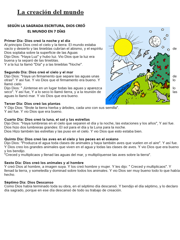 La Creacion Del Mundo | PDF | Narrativa de la creación del Génesis