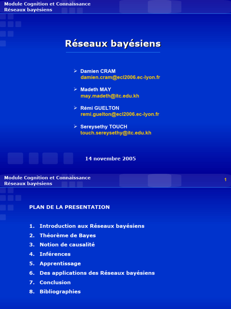 Presentation Ba Yes I en | PDF | Réseau bayésien | Probabilité