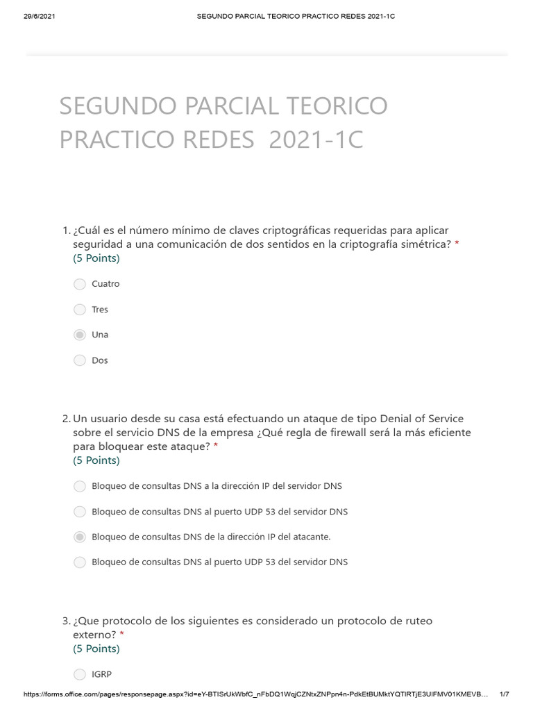 Segundo Parcial Teorico Practico Redes 2021-1c | PDF | Protocolos de internet | sistema de ...