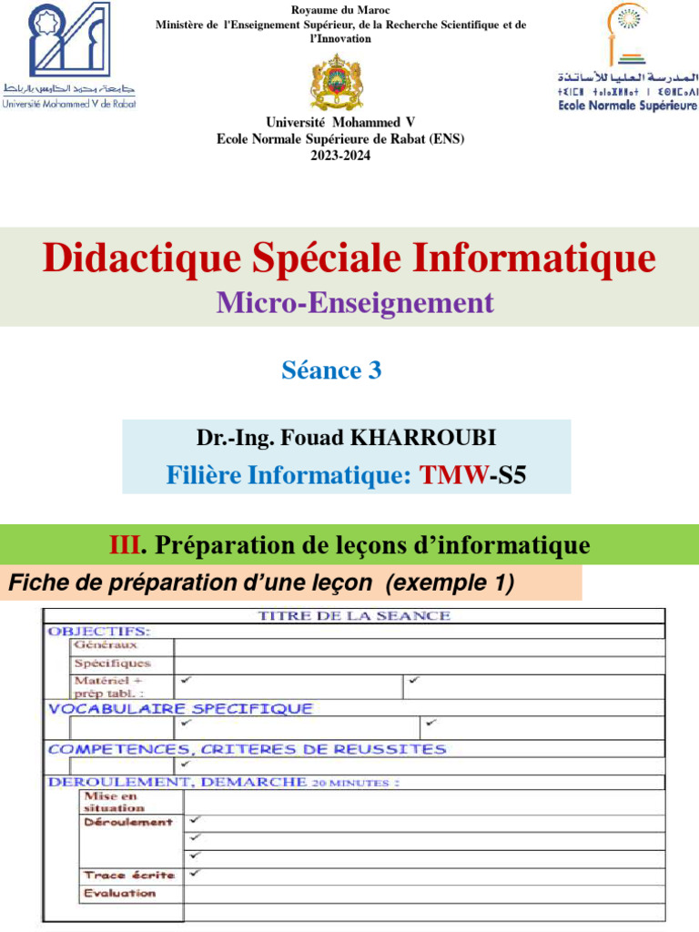 Didactique Micro Ens Lecture3 2023 2024 | PDF | Enseignement | Pédagogie