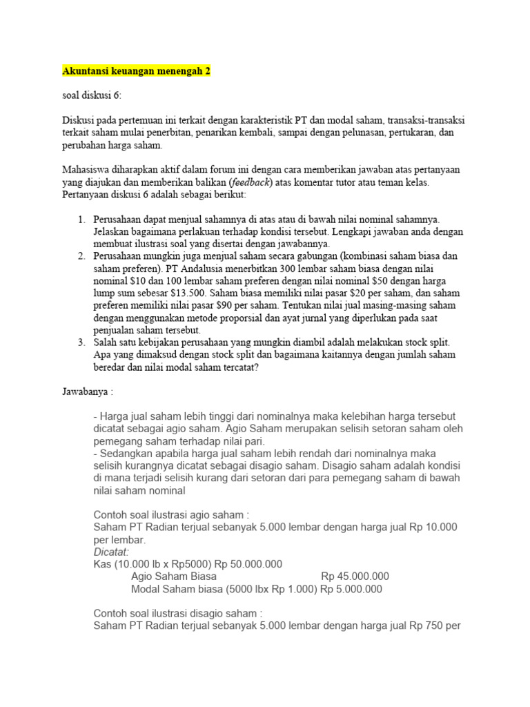 Perlakuan Agio dan Disagio Saham | PDF