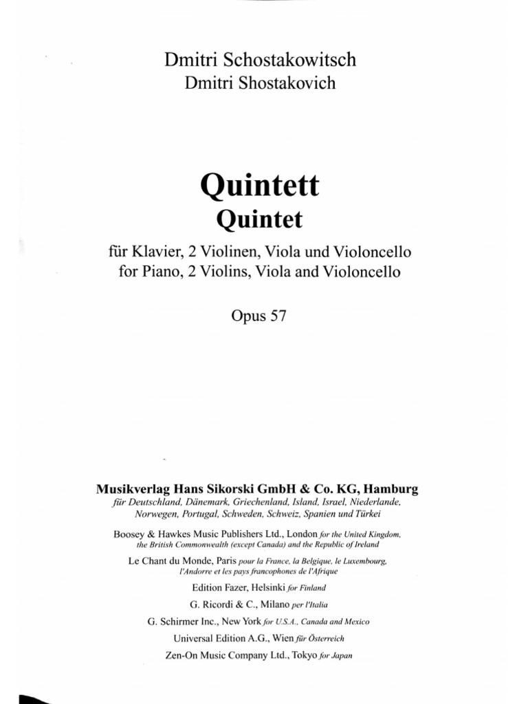 Sjostakovitsj pianokwintet partituur | PDF