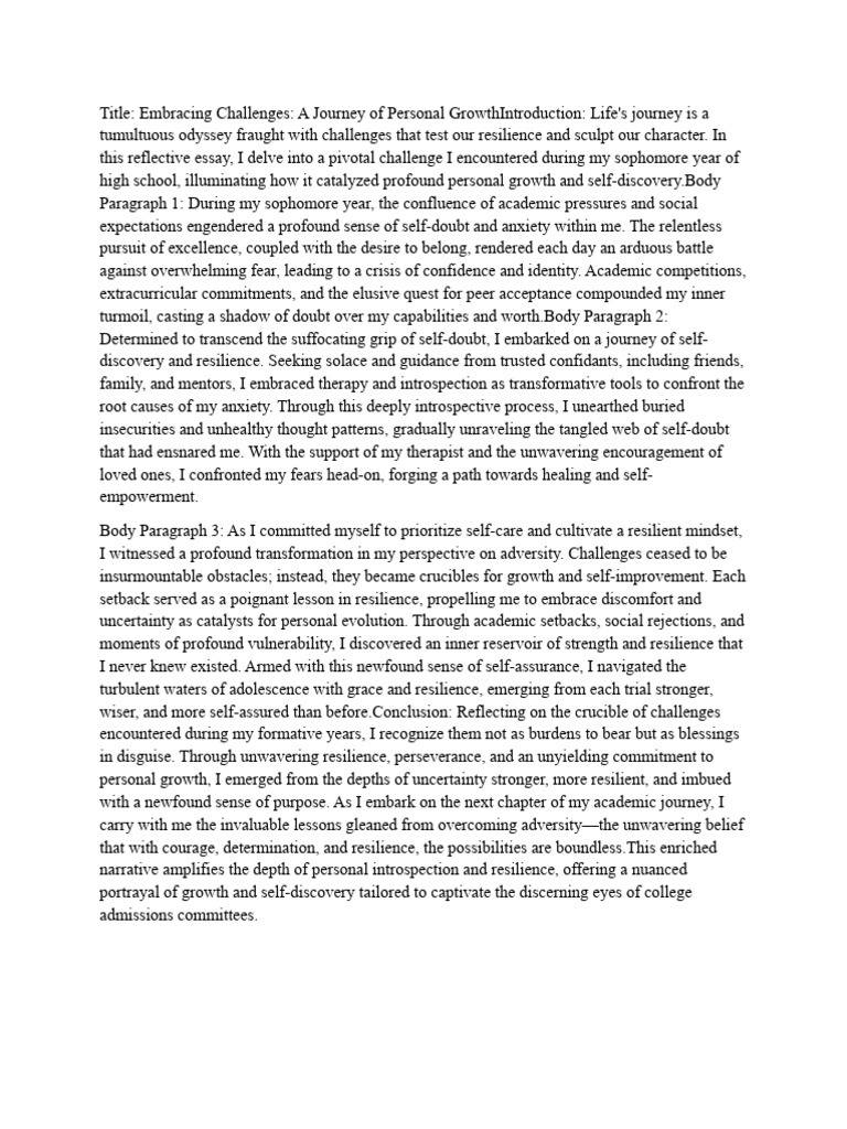 essay | PDF | Psychological Resilience | Psychology