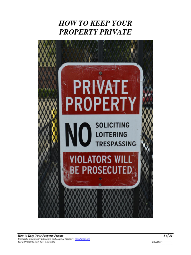 How To Keep Your Property Private, Form #09.085 | PDF | United States ...